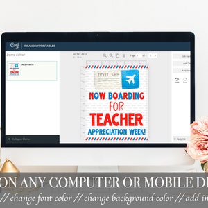 EDITABLE Now Boarding Teacher Appreciation Week Sign With Boarding ...