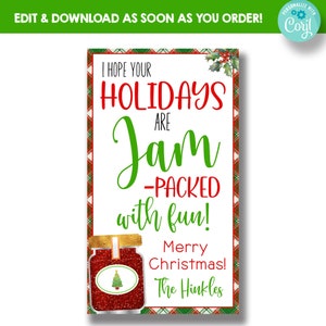 EDITABLE Christmas Jam Gift Tag | Hope Your Holidays Are Jam-packed ...