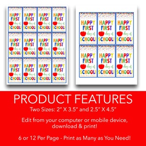 EDITABLE Back to School Treat Tags | Bright Happy First Day of School ...