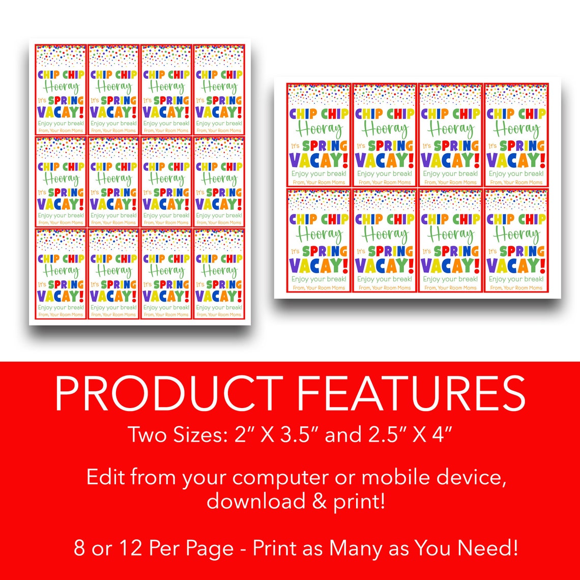 EDITABLE Chip Chip Hooray It's Spring Vacay Kid's Treat Tags | Class ...