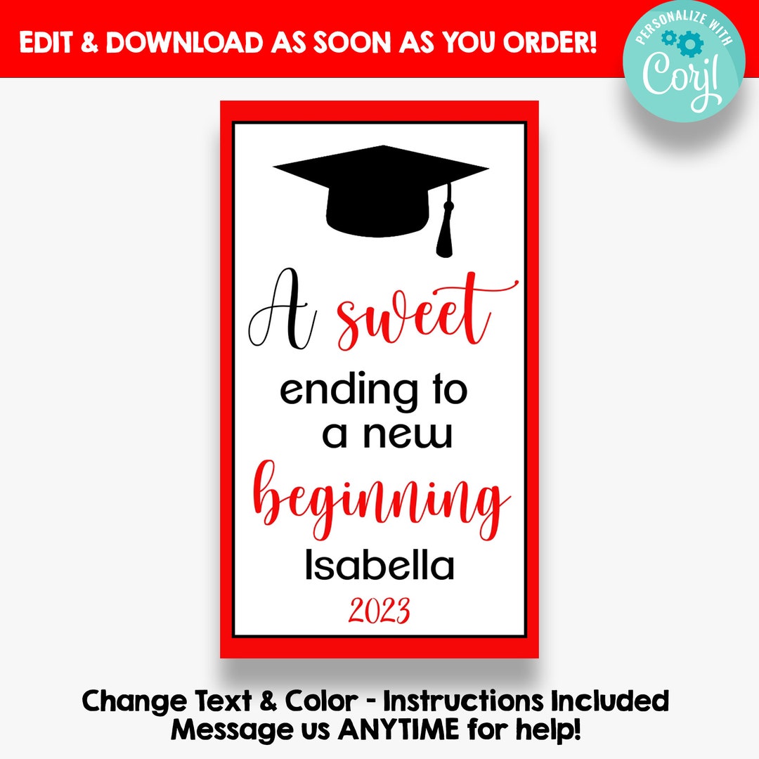 EDITABLE A Sweet Ending to a New Beginning Rectangle Graduation Party ...