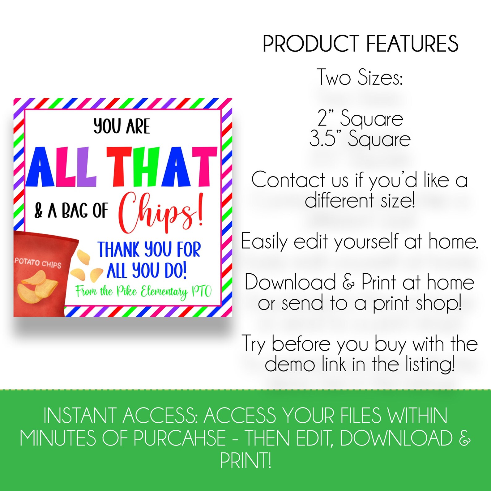 EDITABLE You're All That & a Bag of Chips Gift Tags - Etsy