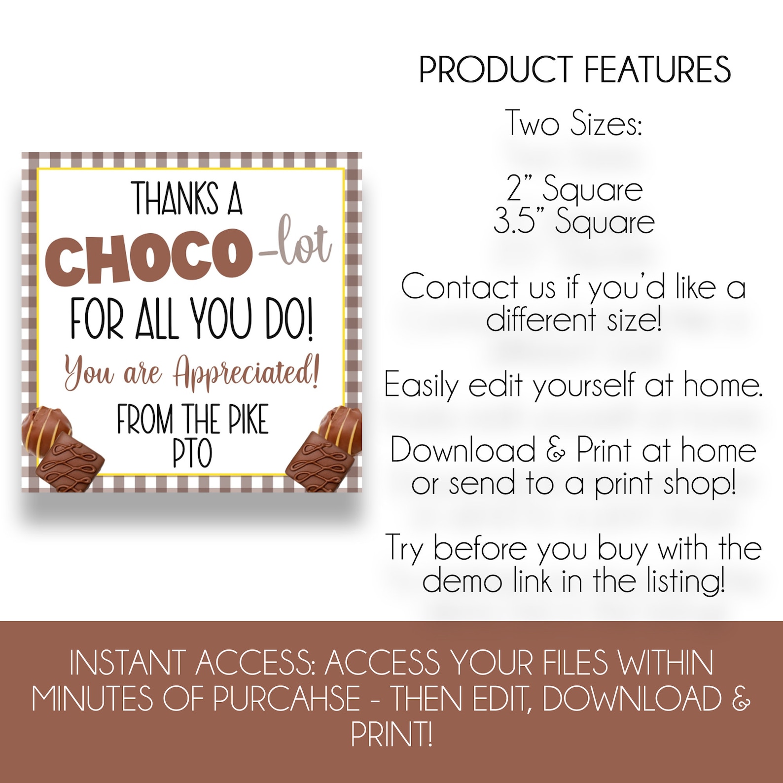 EDITABLE Thanks a Choco-lot for All You Do Gift Tags - Etsy