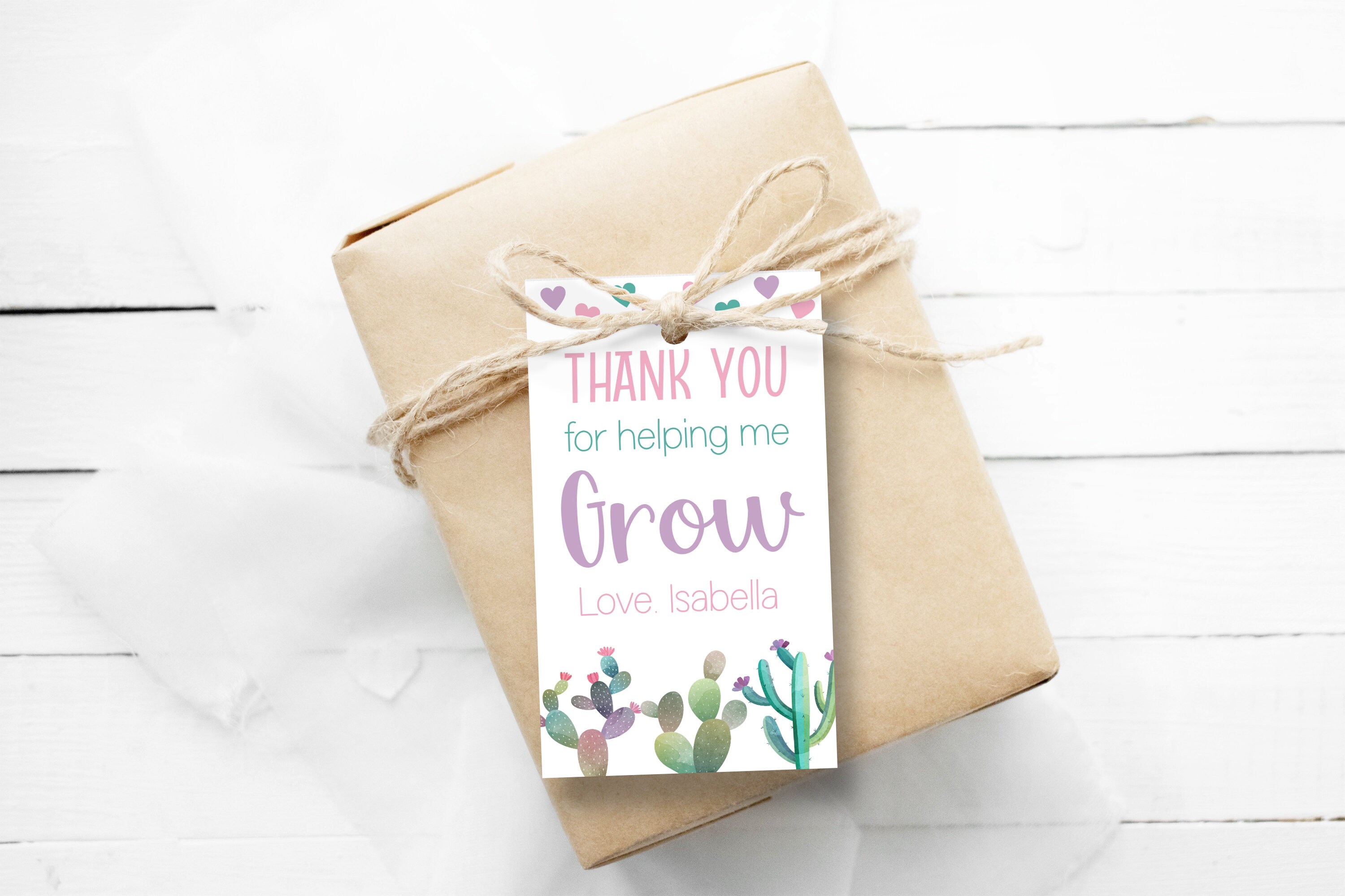 EDITABLE Succulent Teacher Thank You Tags | Thank You for Helping Me ...