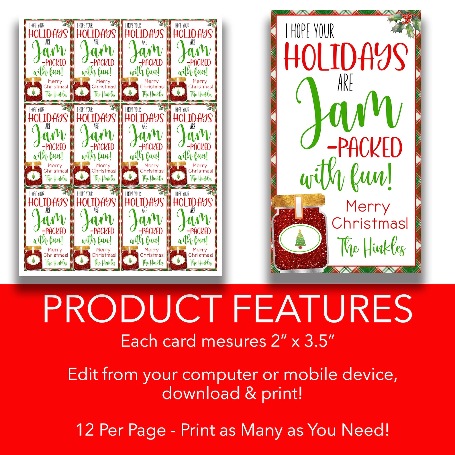 EDITABLE Christmas Jam Gift Tag | Hope Your Holidays Are Jam-packed ...