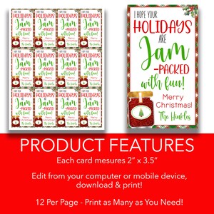 EDITABLE Christmas Jam Gift Tag | Hope Your Holidays Are Jam-packed ...
