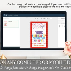EDITABLE Your Friendship is Stamped on My Heart Valentine's Day Tags ...