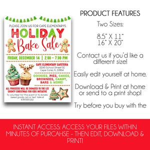 EDITABLE Holiday Bake Sale Flyer | Christmas Bake Sale Fundraiser ...