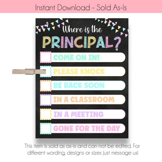 INSTANT DOWNLOAD Where's the Principal Office Door Sign - Etsy