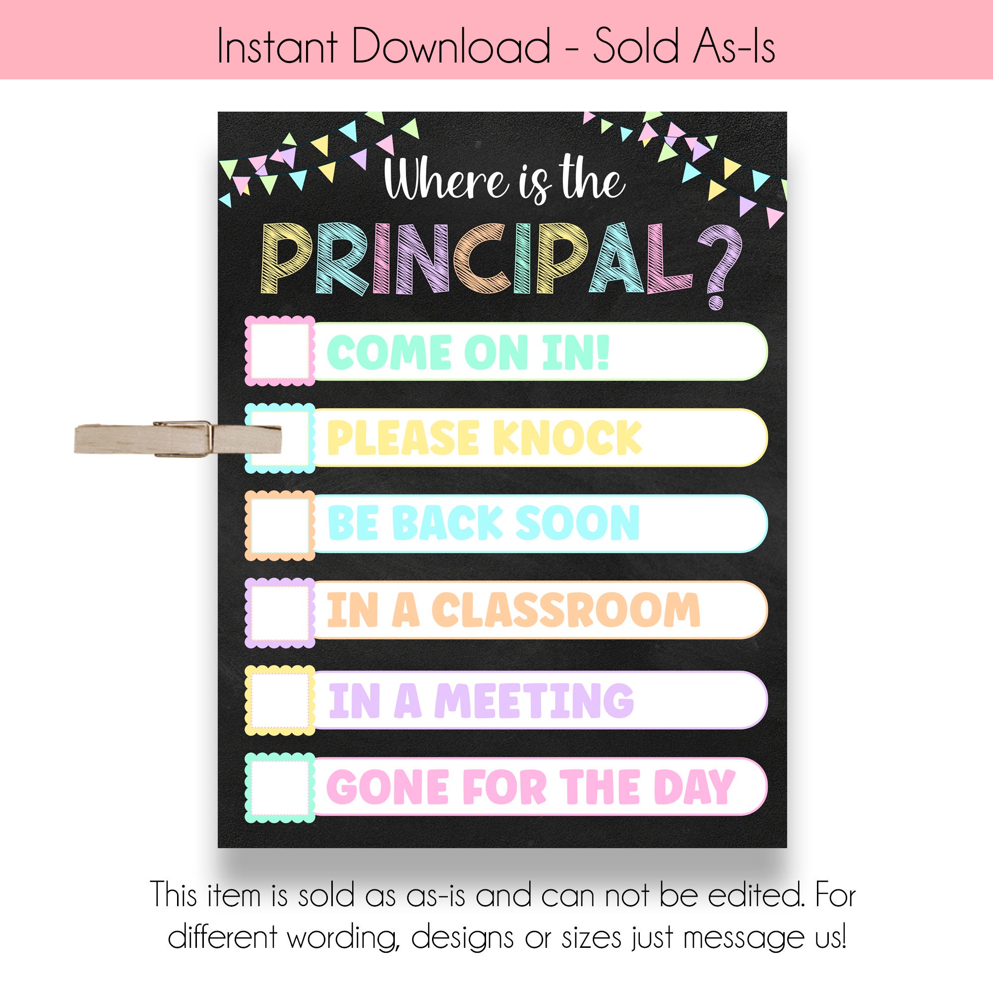 INSTANT DOWNLOAD Where's the Principal Office Door Sign - Etsy
