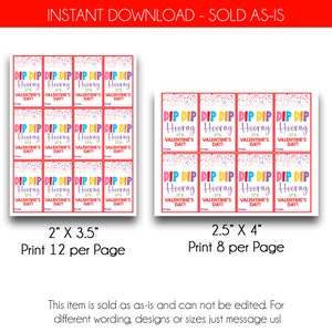 INSTANT DOWNLOAD | Dip Dip Hooray It's Valentine's Day | Candy Dip ...