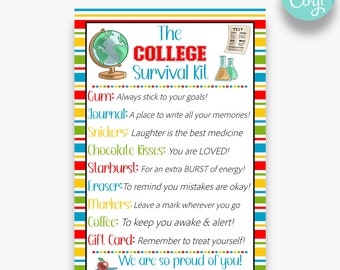 EDITABLE College Survival Kit Gift Tags | Printable Going Away to ...
