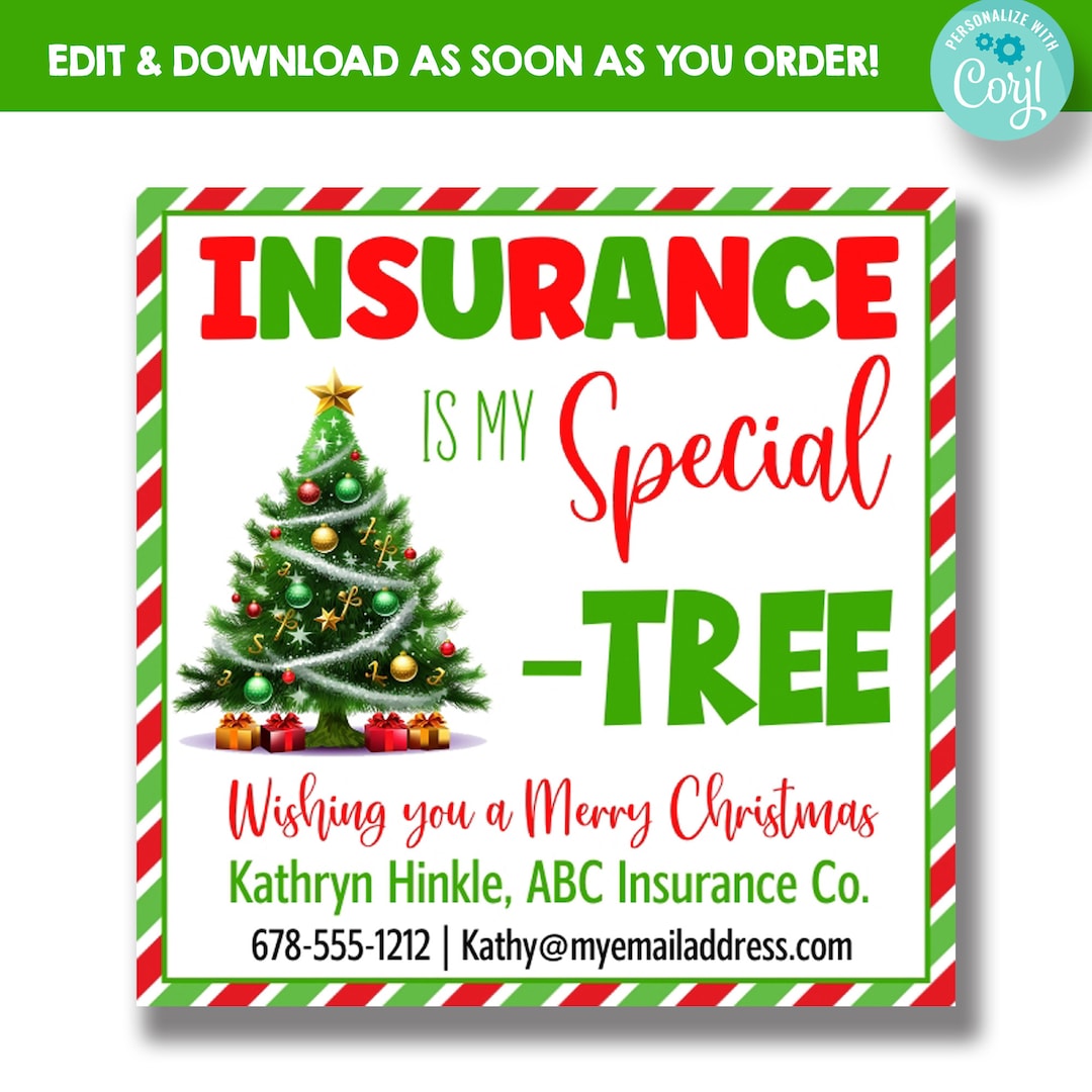 EDITABLE Insurance is My Special-tree Christmas Gift Tag Insurance ...