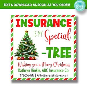 EDITABLE Insurance is My Special-tree Christmas Gift Tag Insurance ...