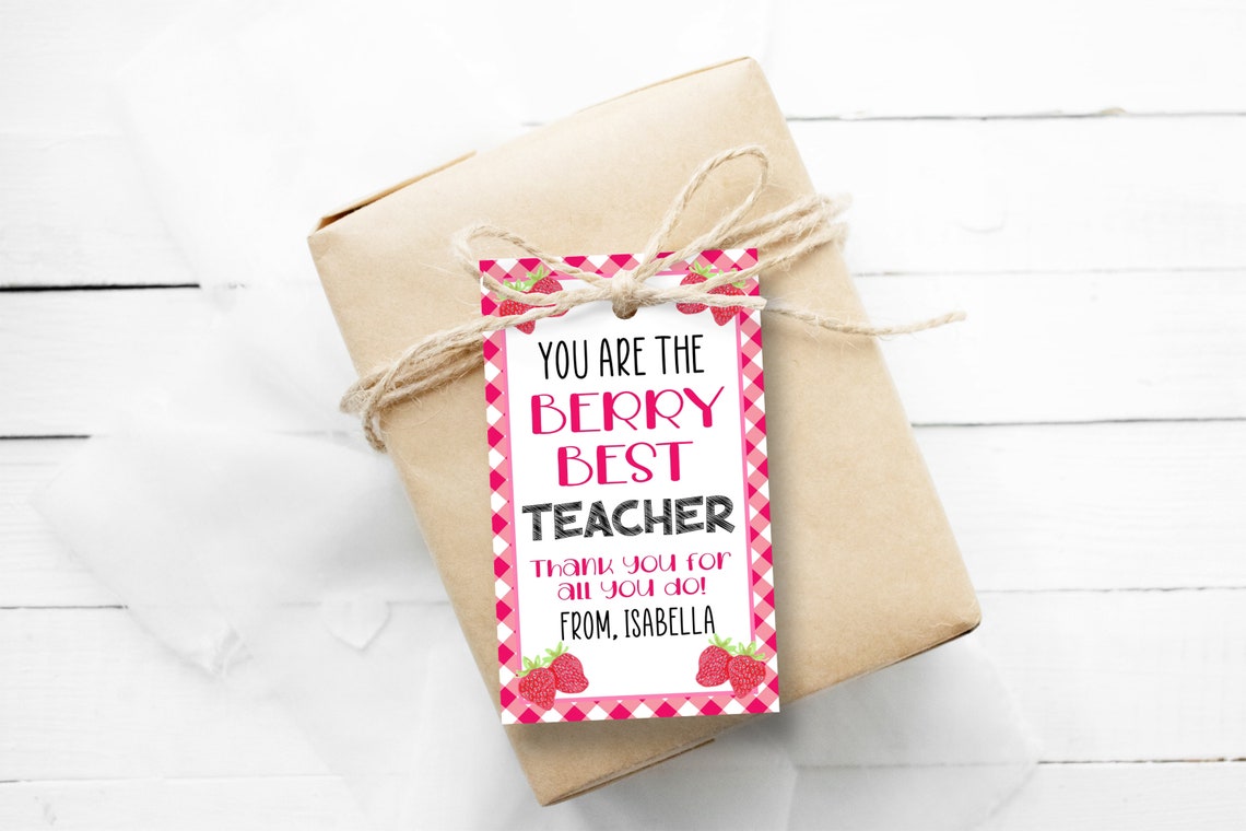 EDITABLE Berry Best Teacher Thank You Tags Strawberry Themed - Etsy