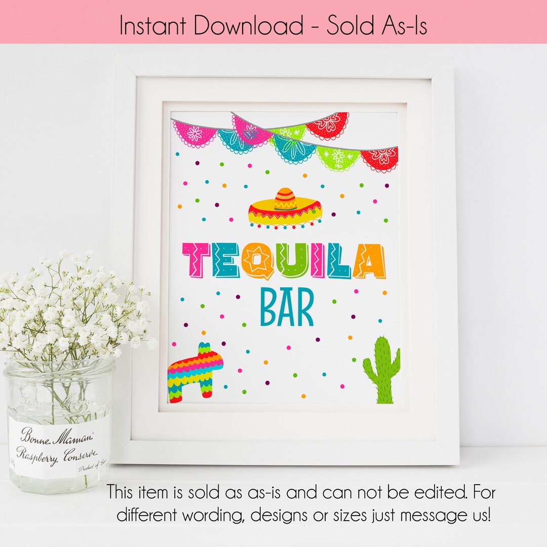 Fiesta Party Tequila Bar Sign | Mexican Fiesta Bar Sign | Taco Bout a ...