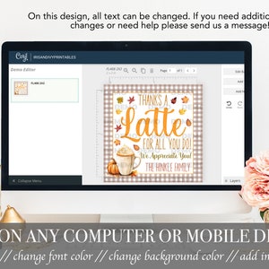 EDITABLE Thanks a Latte for All You Do Gift Tags | Thanksgiving Latte ...
