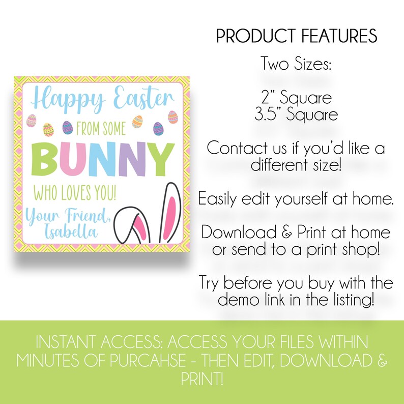 EDITABLE Some Bunny Loves You Square Easter Gift Tags | Printable ...