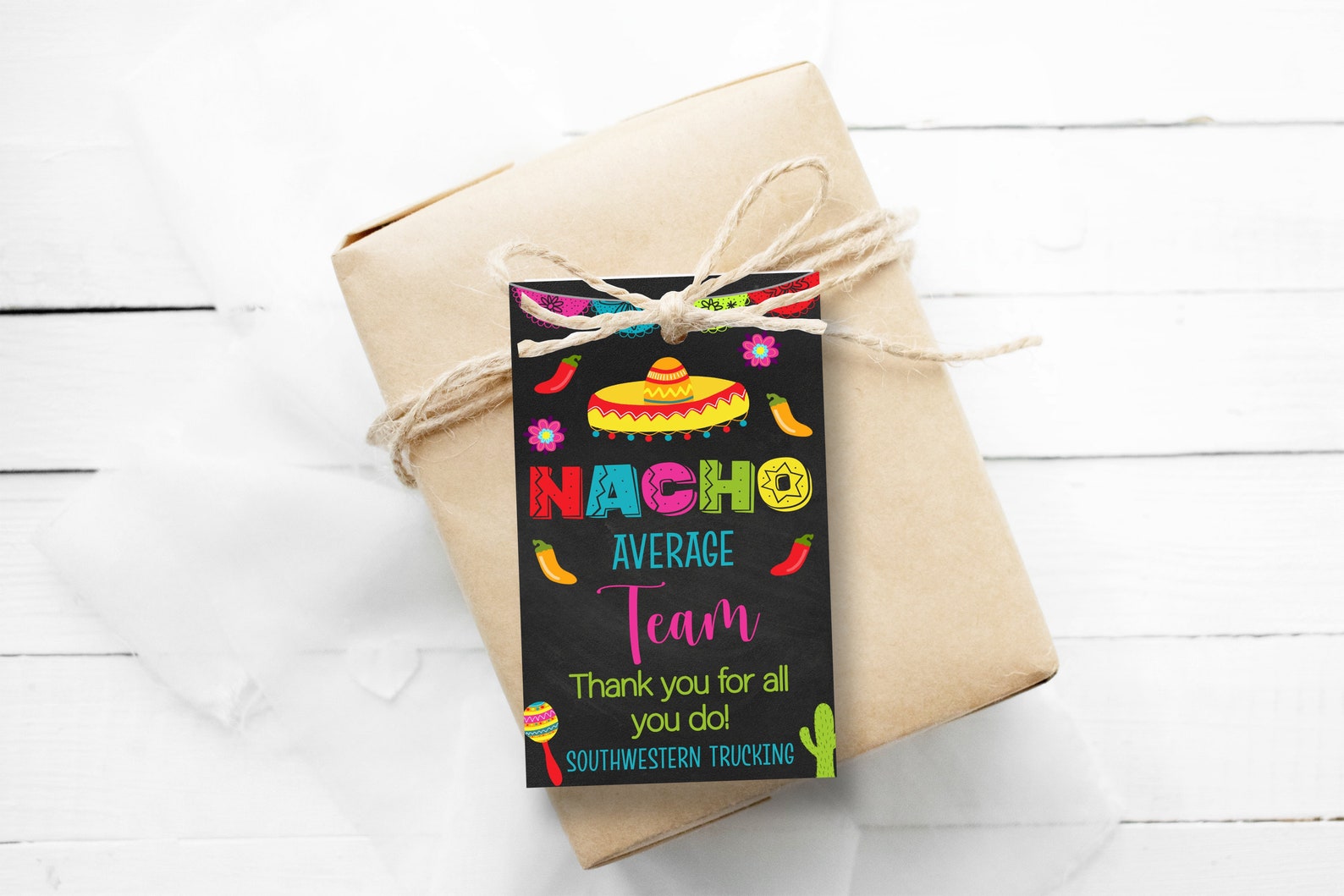 EDITABLE Chalk Background Nacho Average Team Thank You Tags - Etsy