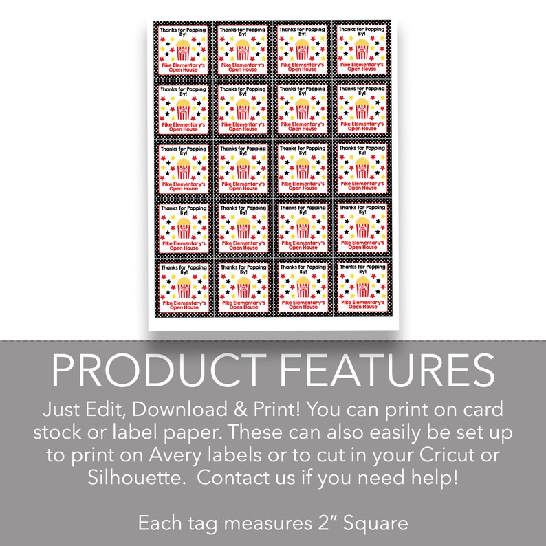 EDITABLE Square Thanks for Popping by Treat Tags Back to - Etsy