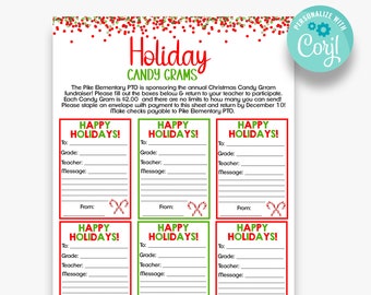 EDITABLE Holiday Candy Gram Flyer Candy Cane Sale Flyer - Etsy