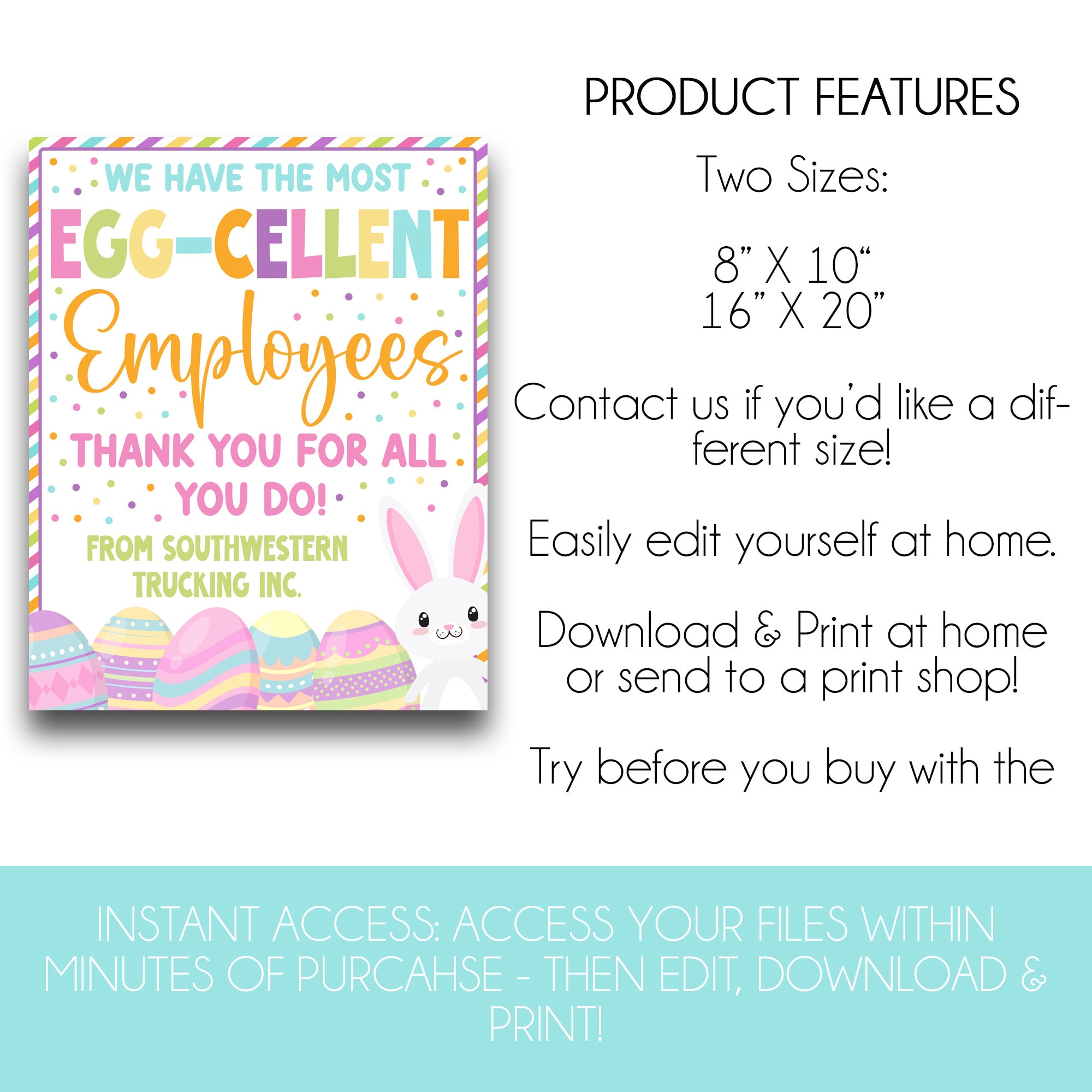 EDITABLE We Have the Most Egg-cellent Employees Easter Appreciation ...