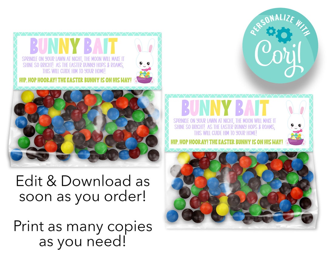 EDITABLE Easter Bunny Bait Treat Bag Toppers | Easter Bag Topper ...