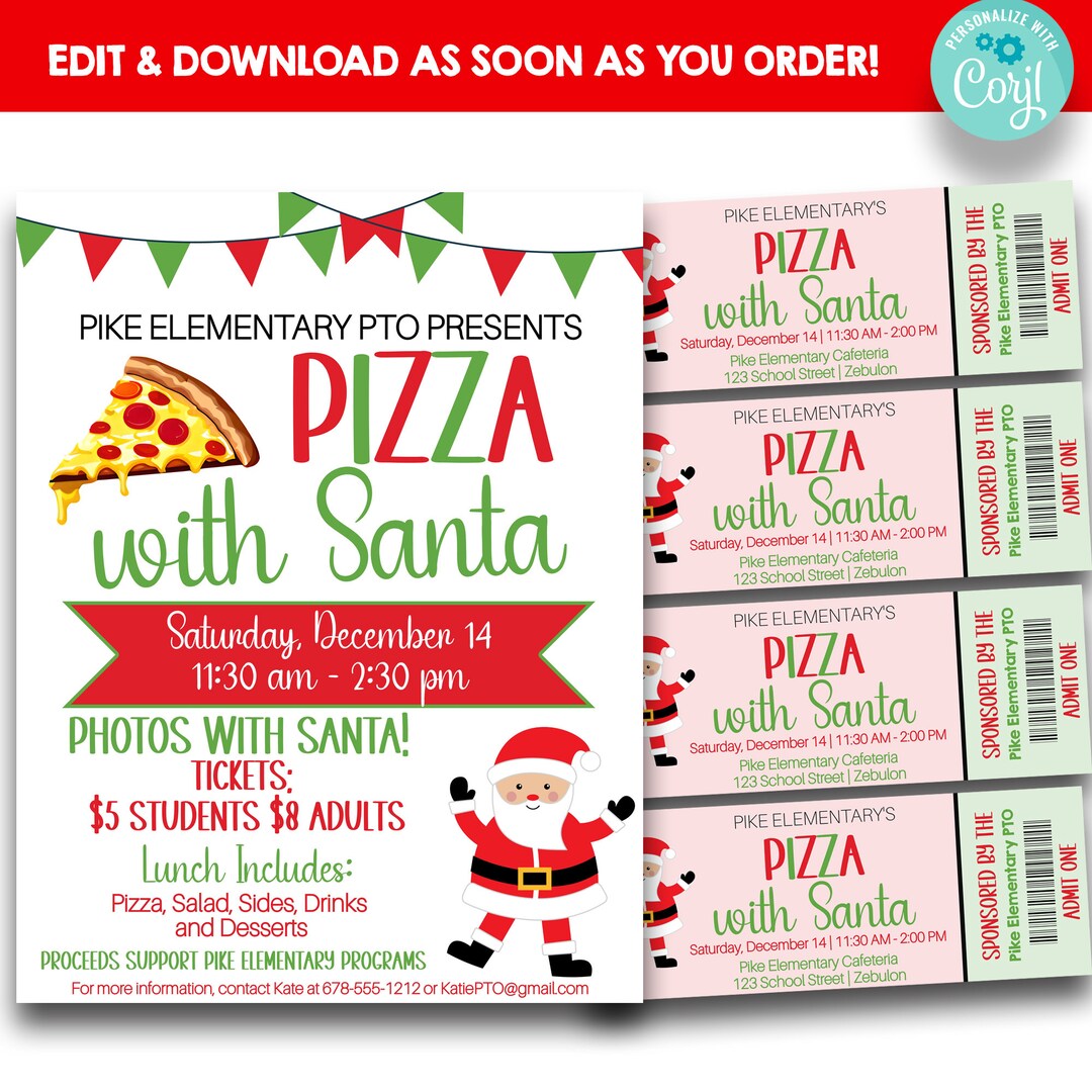 EDITABLE Pizza With Santa Flyer | Pizza With Santa Flyer With Bonus ...