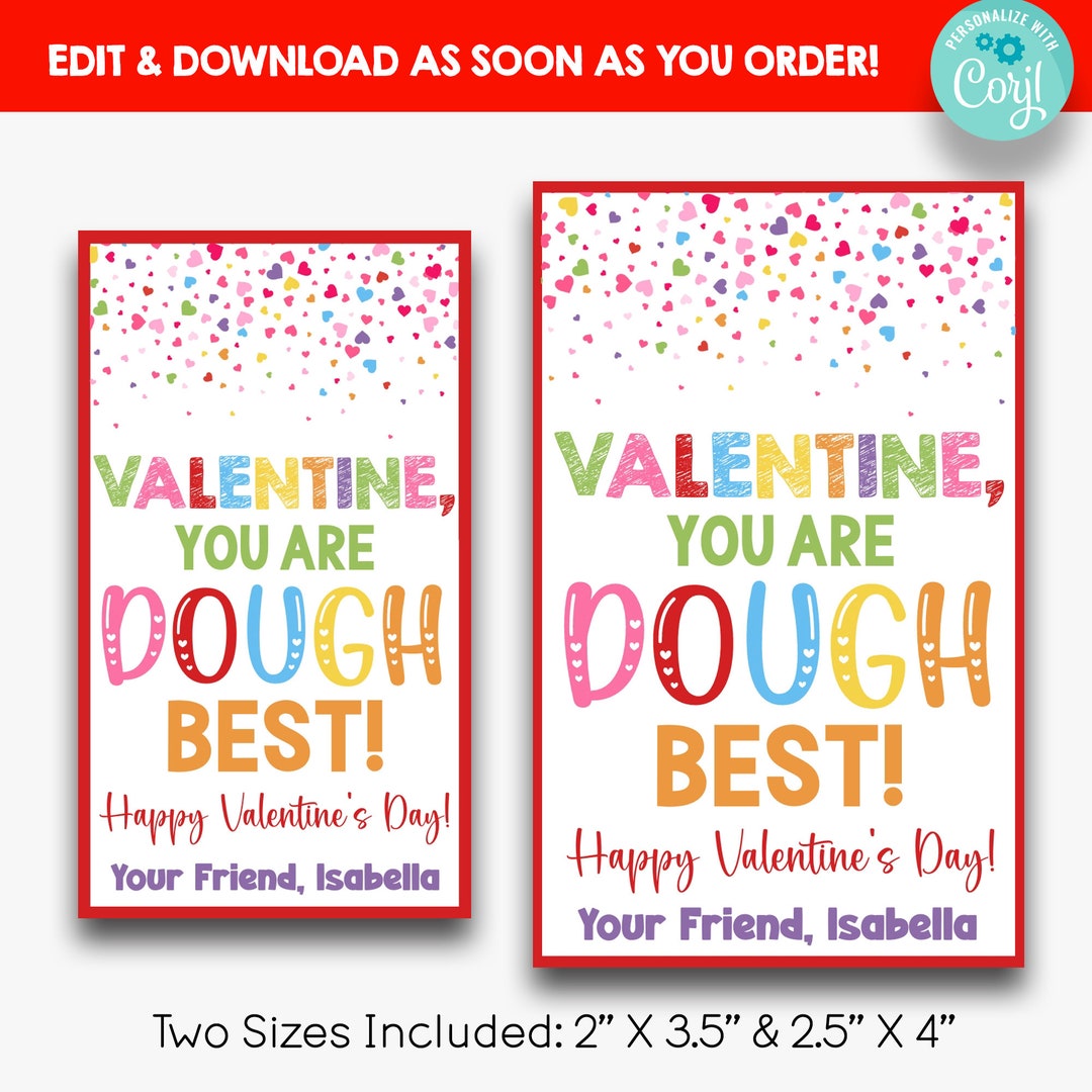 EDITABLE You Are Dough Best Valentine's Day Treat Tags | Play Dough ...