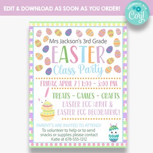 EDITABLE Easter Class Party Flyer School Easter Party Template ...