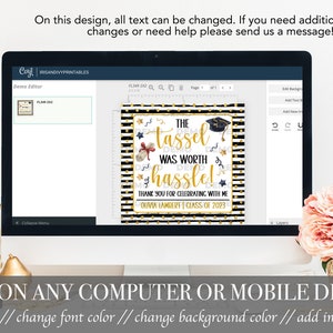 EDITABLE the Tassel Was Worth the Hassle Graduation Gift Tags ...