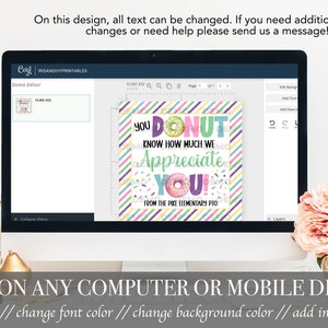 EDITABLE You Donut Know How Much We Appreciate You Gift Tags | Donut ...