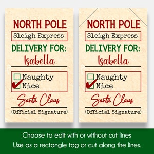 EDITABLE North Pole Santa Gift Tags | From Santa Gift Tags for Kids ...