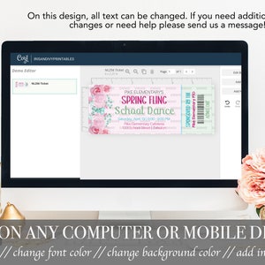 EDITABLE Spring Fling School Dance Tickets | Printable School Dance ...