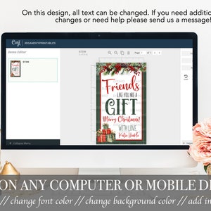 EDITABLE Friends Like You Are a Gift Christmas Gift Tags | Holiday Gift ...