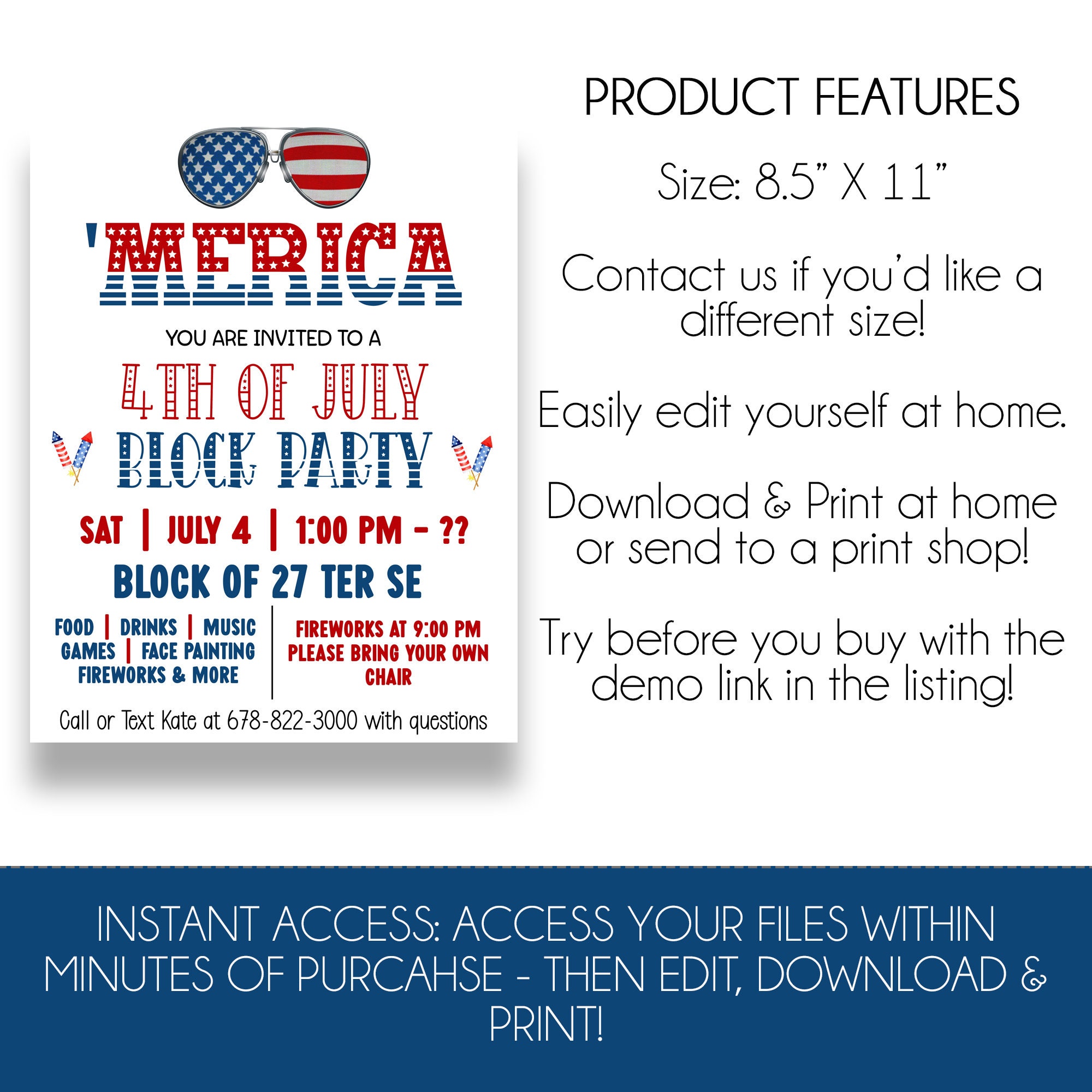 EDITABLE 'merica 4th of July Neighborhood Block Party | Neighborhood ...