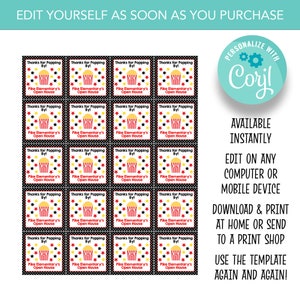 EDITABLE Square Thanks for Popping by Treat Tags | Back to School Open ...