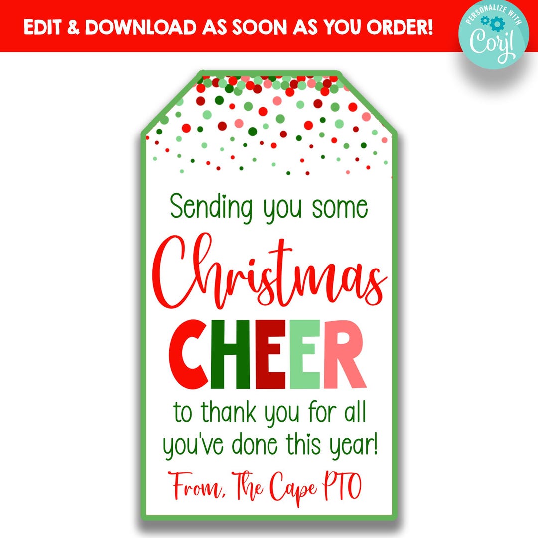 EDITABLE Christmas Appreciation Gift Tag | Sending You Some Christmas ...