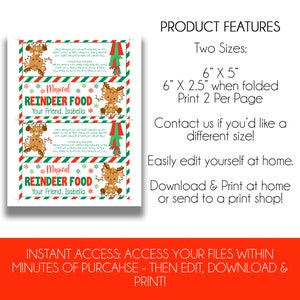 EDITABLE Reindeer Food Bag Topper | Magic Reindeer Food Christmas Tags ...