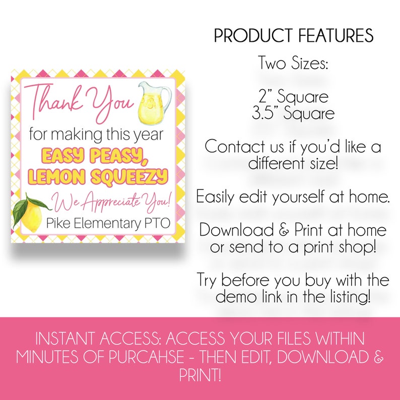 EDITABLE Lemon Themed Teacher Gift Tags Thank You for Making - Etsy