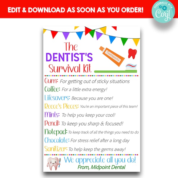 Dental Appreciation Week Gift Tag, Thank You Dentist, Medical Staff ...