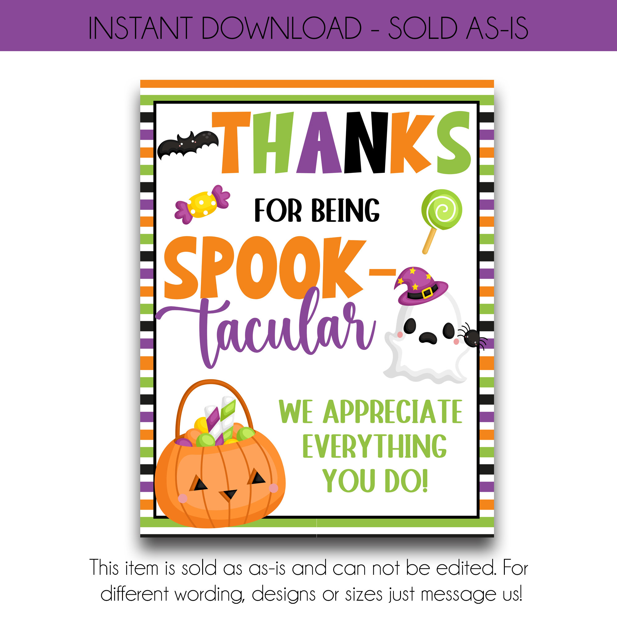 INSTANT DOWNLOAD | Thank You for Being Spook-tacular Appreciation Sign ...