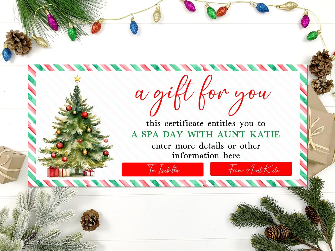 EDITABLE Christmas Gift Certificate Template | Christmas Tree Gift ...