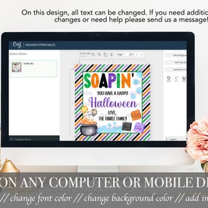 EDITABLE Soapin' You Have A Happy Halloween Square Gift Tags | Soap ...