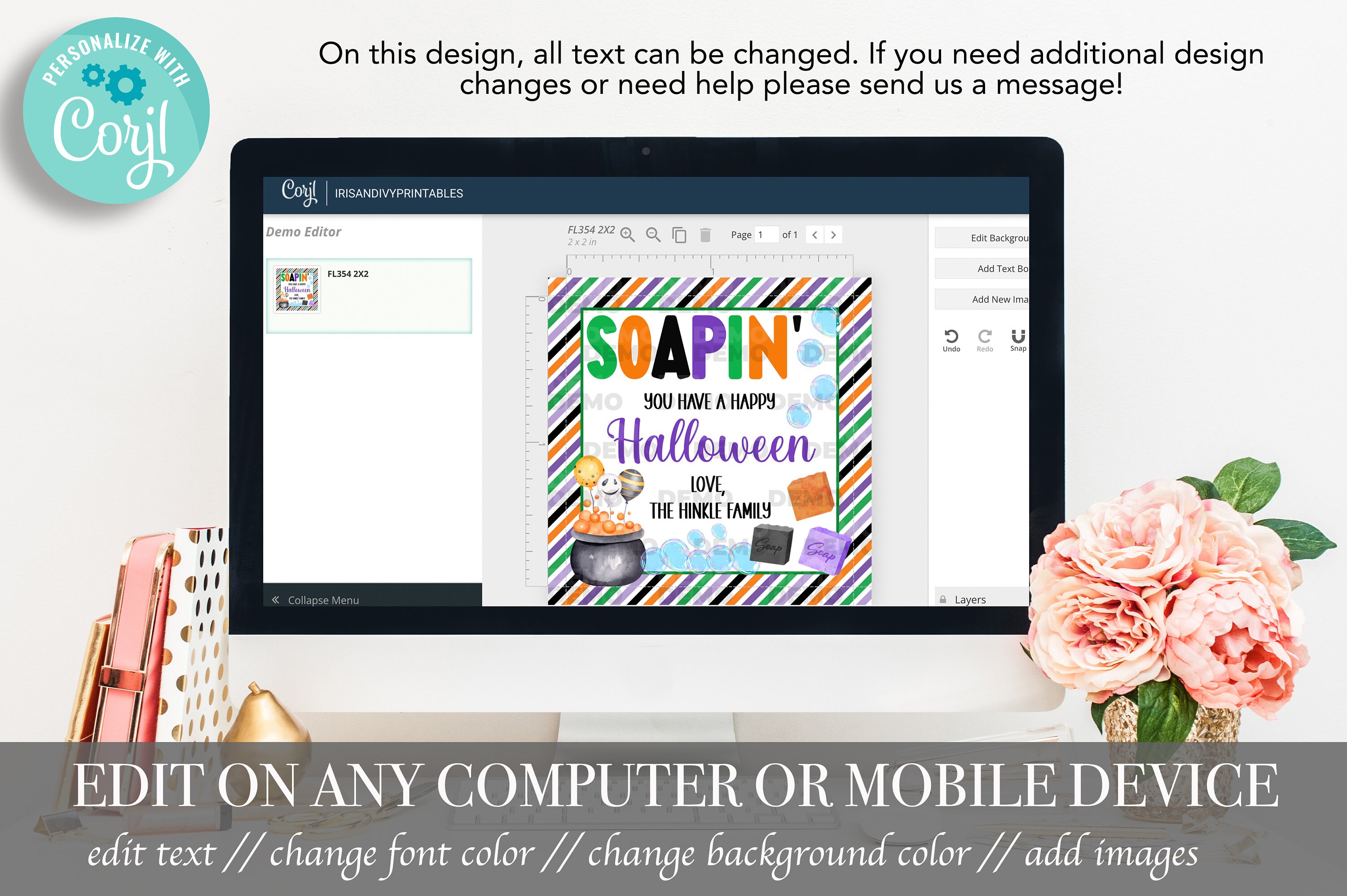EDITABLE Soapin' You Have A Happy Halloween Square Gift Tags | Soap Gift Tags | Halloween Soap ...