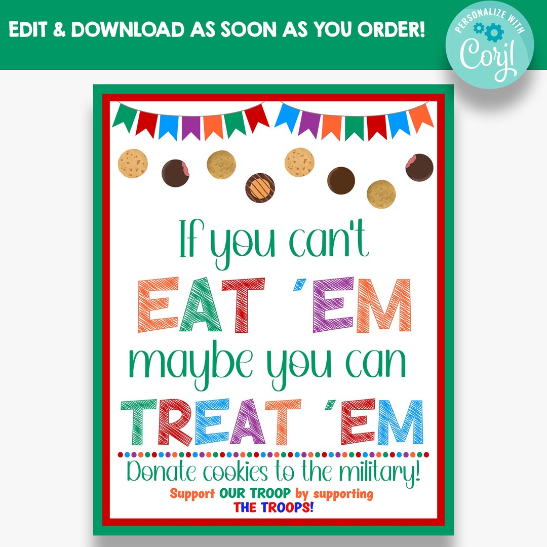 EDITABLE If You Can't Eat 'em Maybe You Can Treat 'em Cookie Sign ...