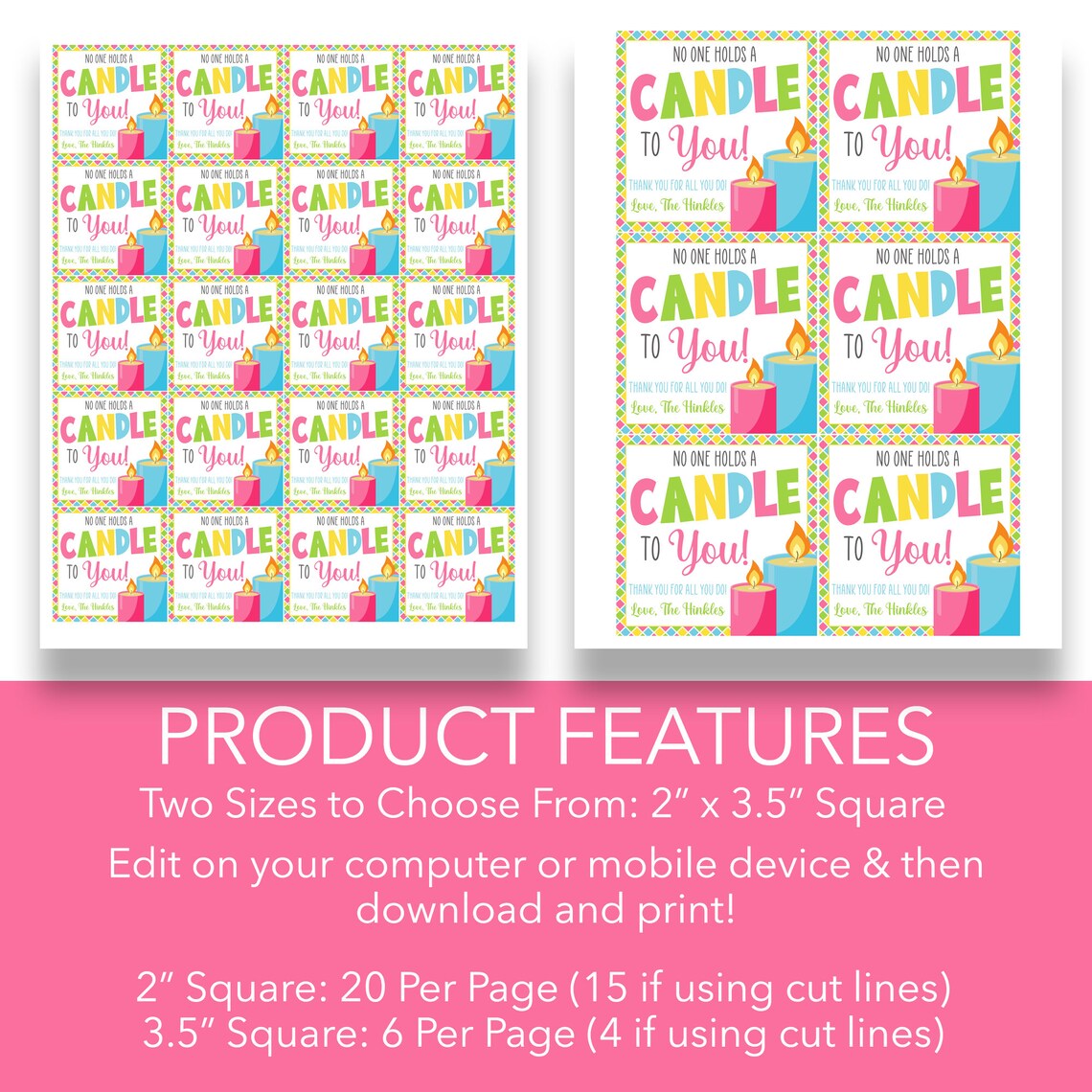 EDITABLE No One Holds a Candle to You Gift Tags | Candle Gift Tag ...