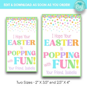 EDITABLE I Hope Your Easter is Popping With Fun Treat Bag Tags | Kid's ...