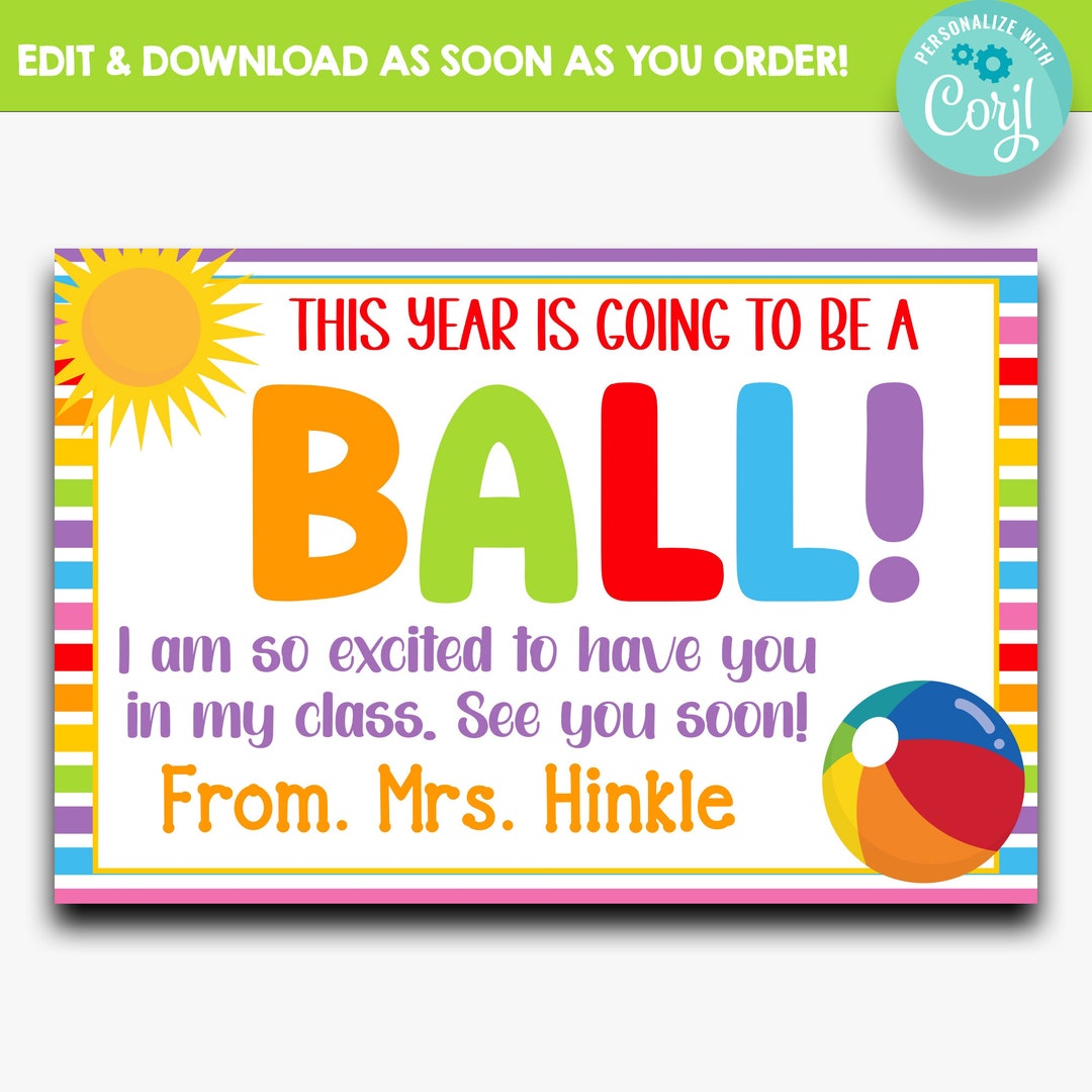 EDITABLE This Year is Going to Be a Ball Back to School Postcard From ...