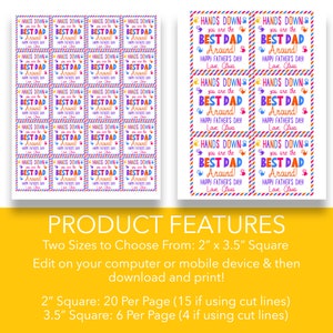 EDITABLE Hands Down You Are the Best Dad Around Gift Tags | Printable ...